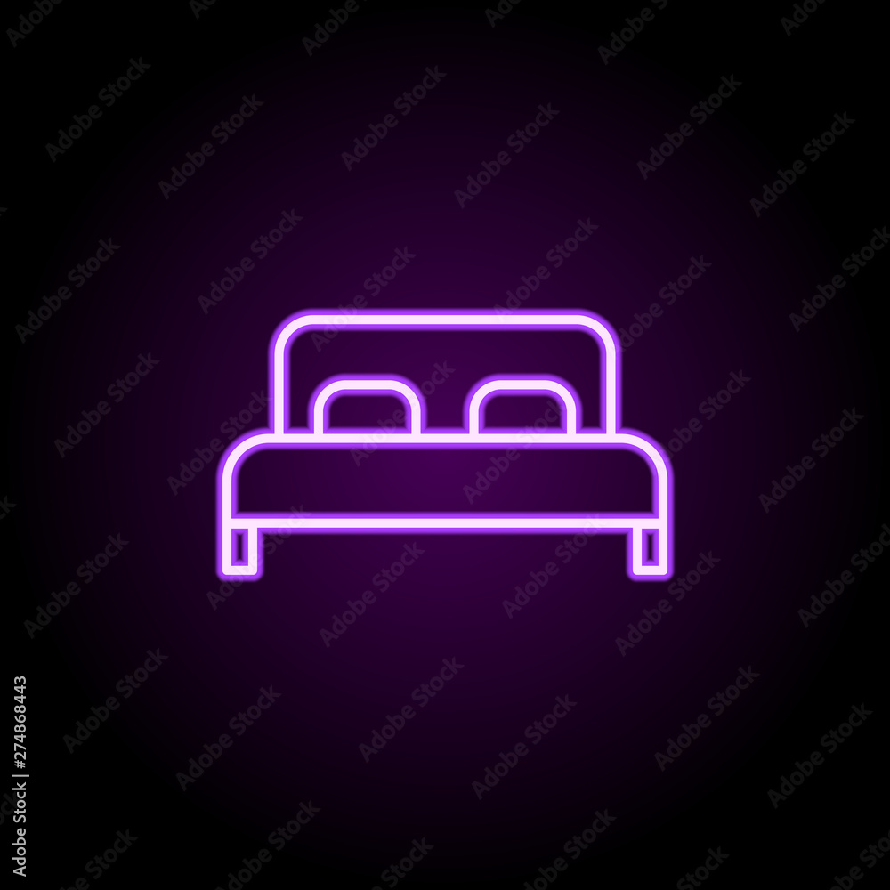 double bed neon icon. Elements of hotel set. Simple icon for websites ...