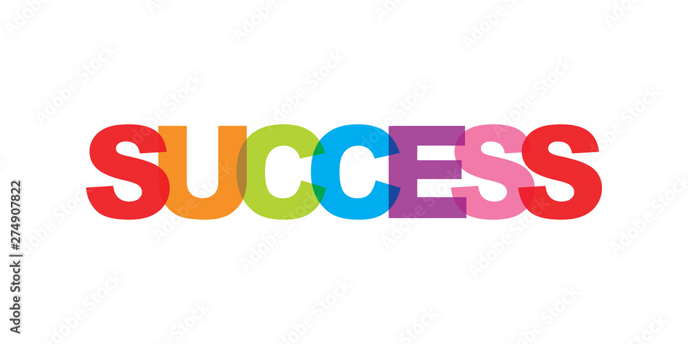 Success business card text. Modern lettering poster. Color word art ...