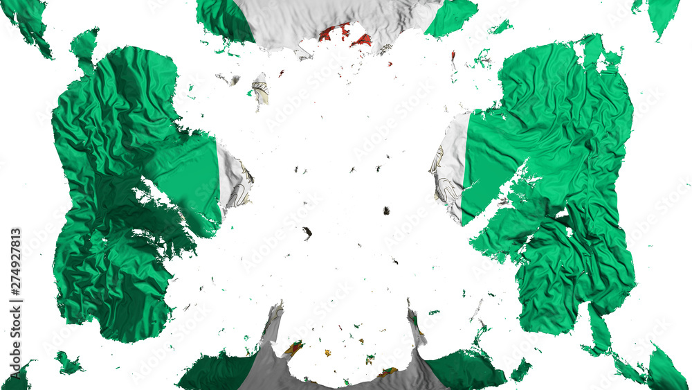 Scattered Abuja, capital of Nigeria flag, white background, 3d ...