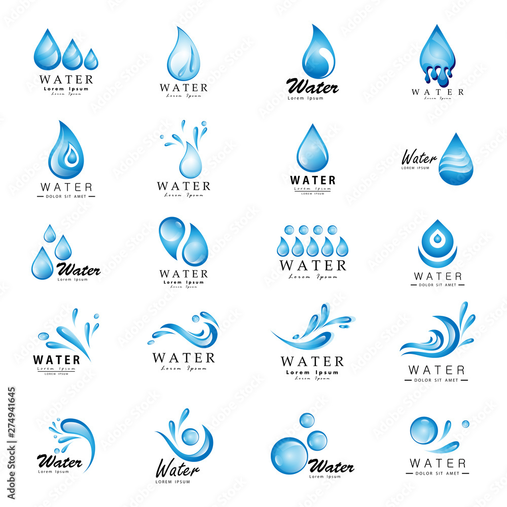 Vector de Stock Water Splash Vector And Drop Icons Set - Isolated On ...