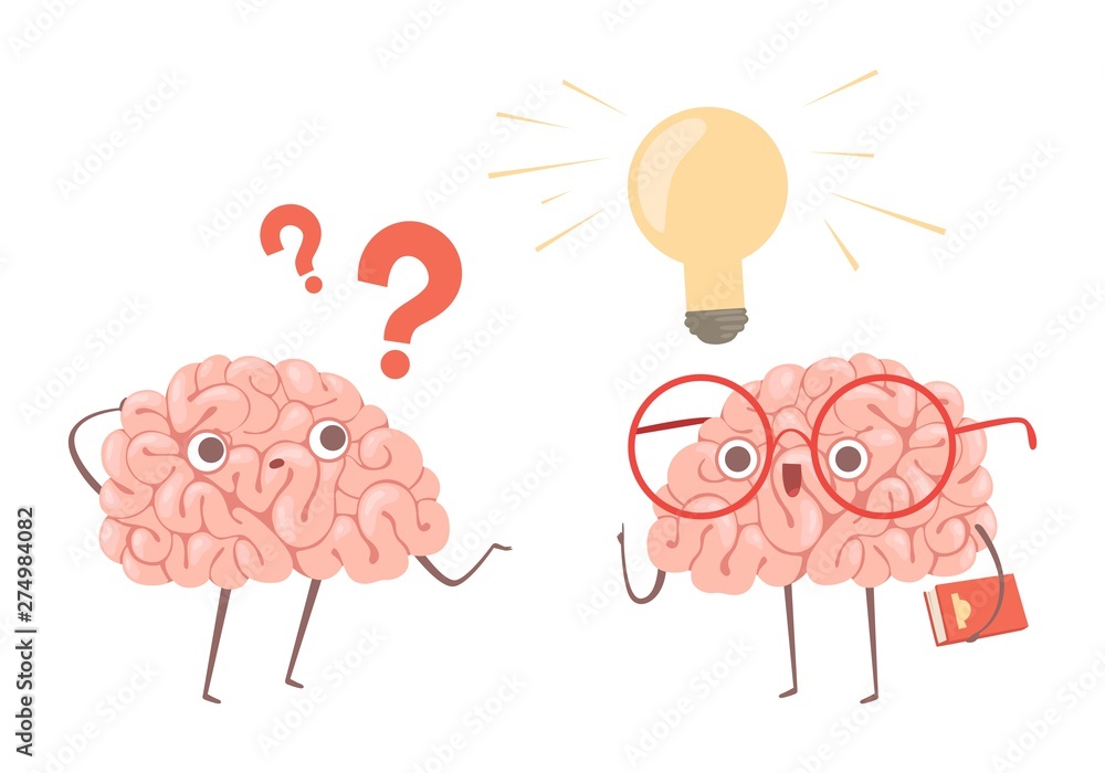 Problem solving vector concept. Cartoon brains thinking about problem ...