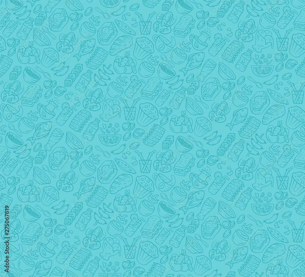 Food vector seamless pattern. Cuisine, fast food wallpaper with ...