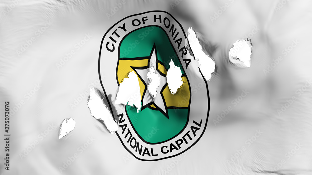 Honiara, capital of Solomon Islands flag perforated, bullet holes ...