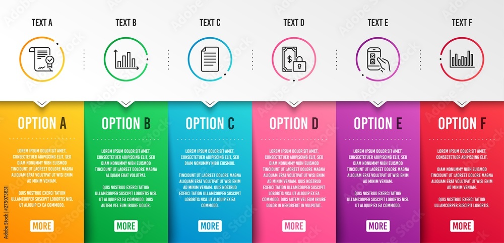 Vector de Stock File, Diagram graph and Approved agreement icons simple ...