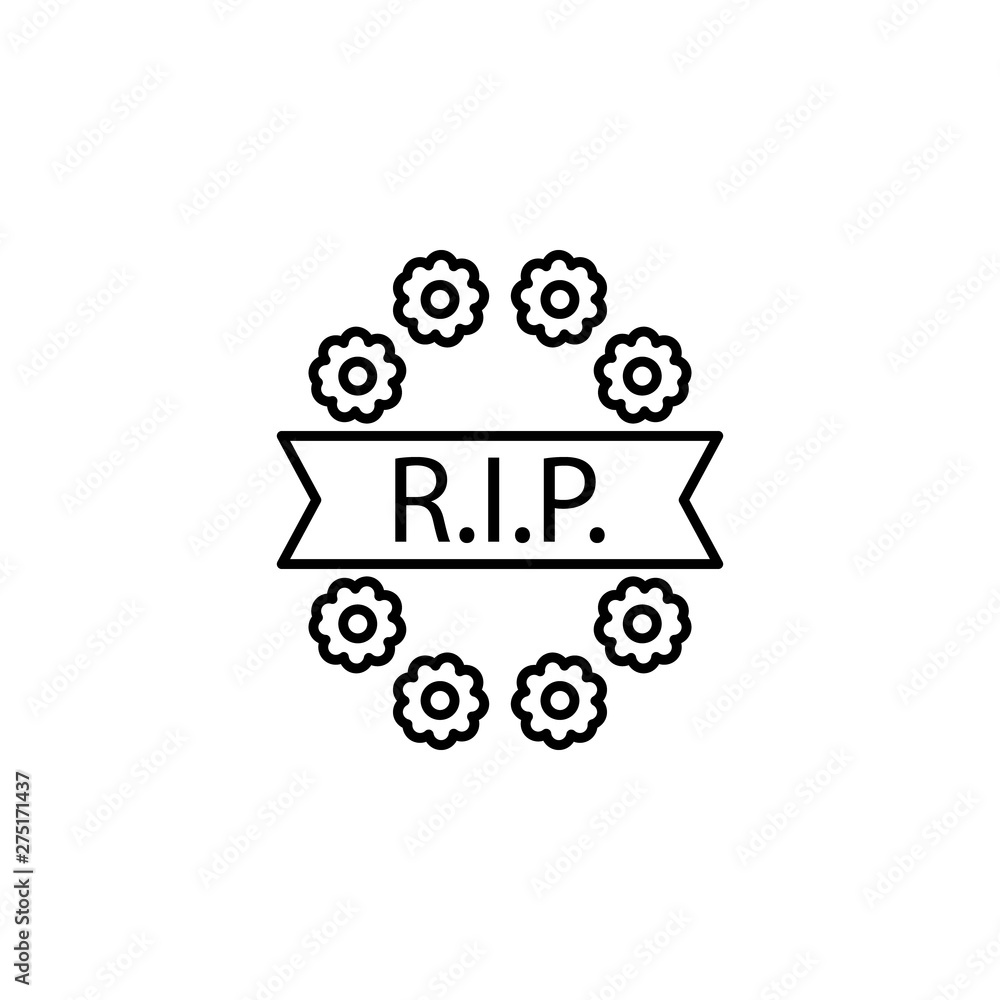 wreath, rip outline icon. detailed set of death illustrations icons ...