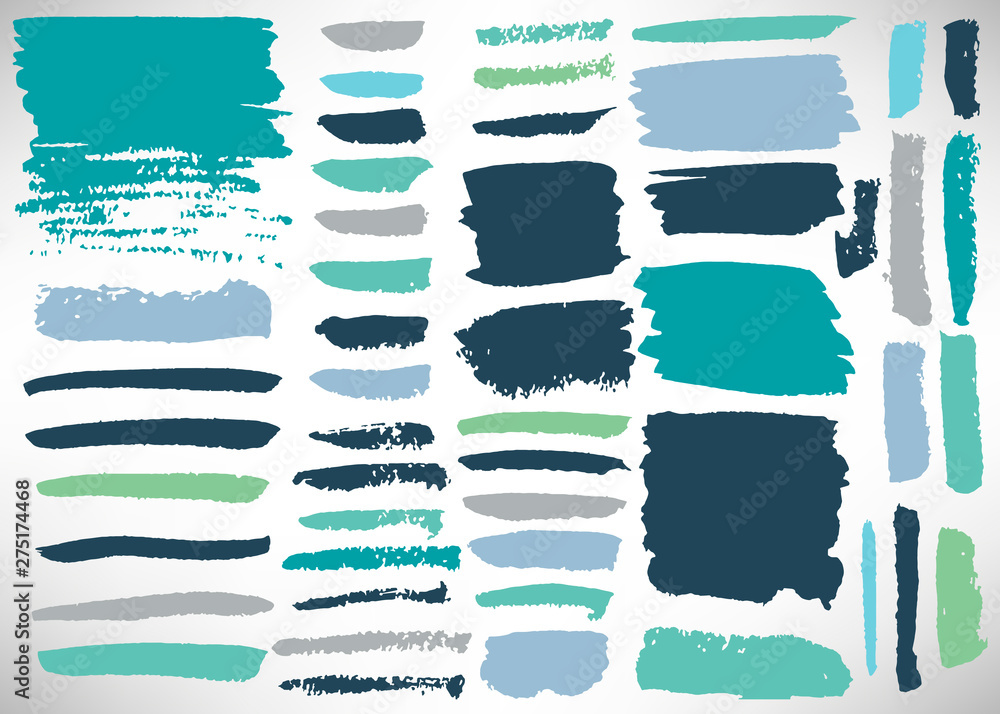 Big set of grunge brush stroke. Collection of Ink brush line, grunge ...