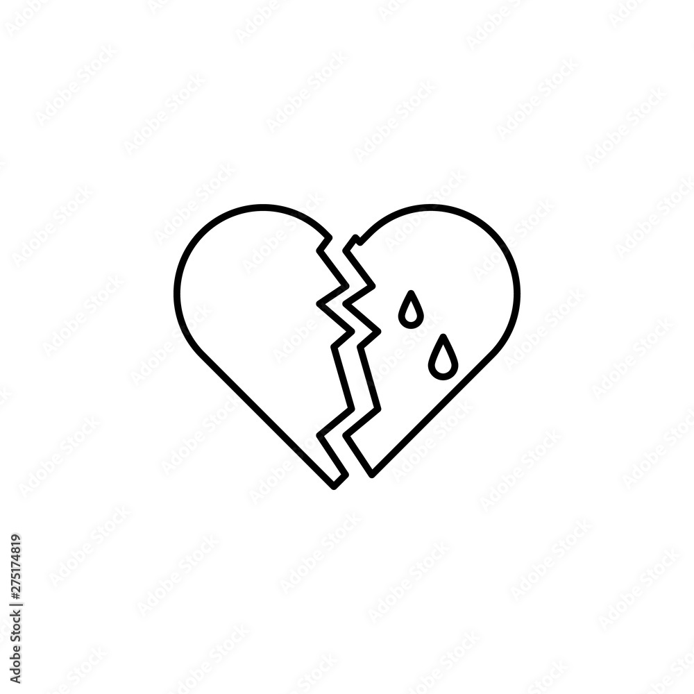Image vectorielle Stock broken heart, death outline icon. detailed set ...