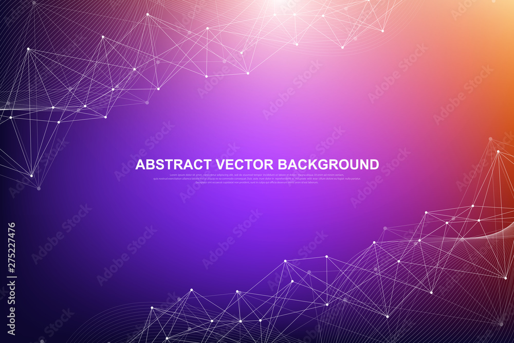 Abstract plexus background with connected lines and dots. Plexus geometric effect Big data with ...