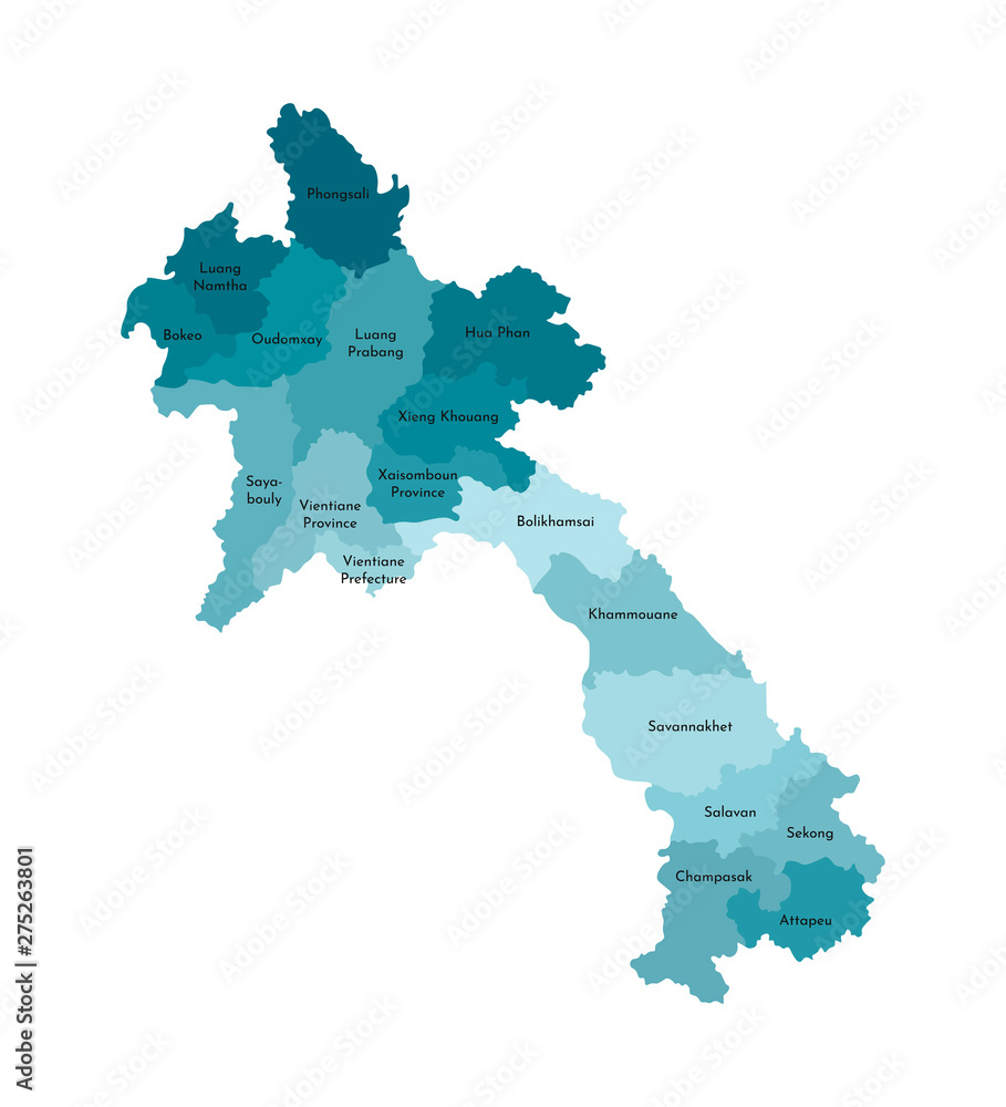 Vector isolated illustration of simplified administrative map of Laos ...