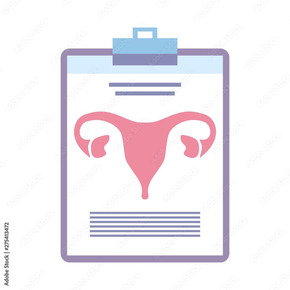Human organs. Female uterus silhouette symbol on clipboard. emale ...