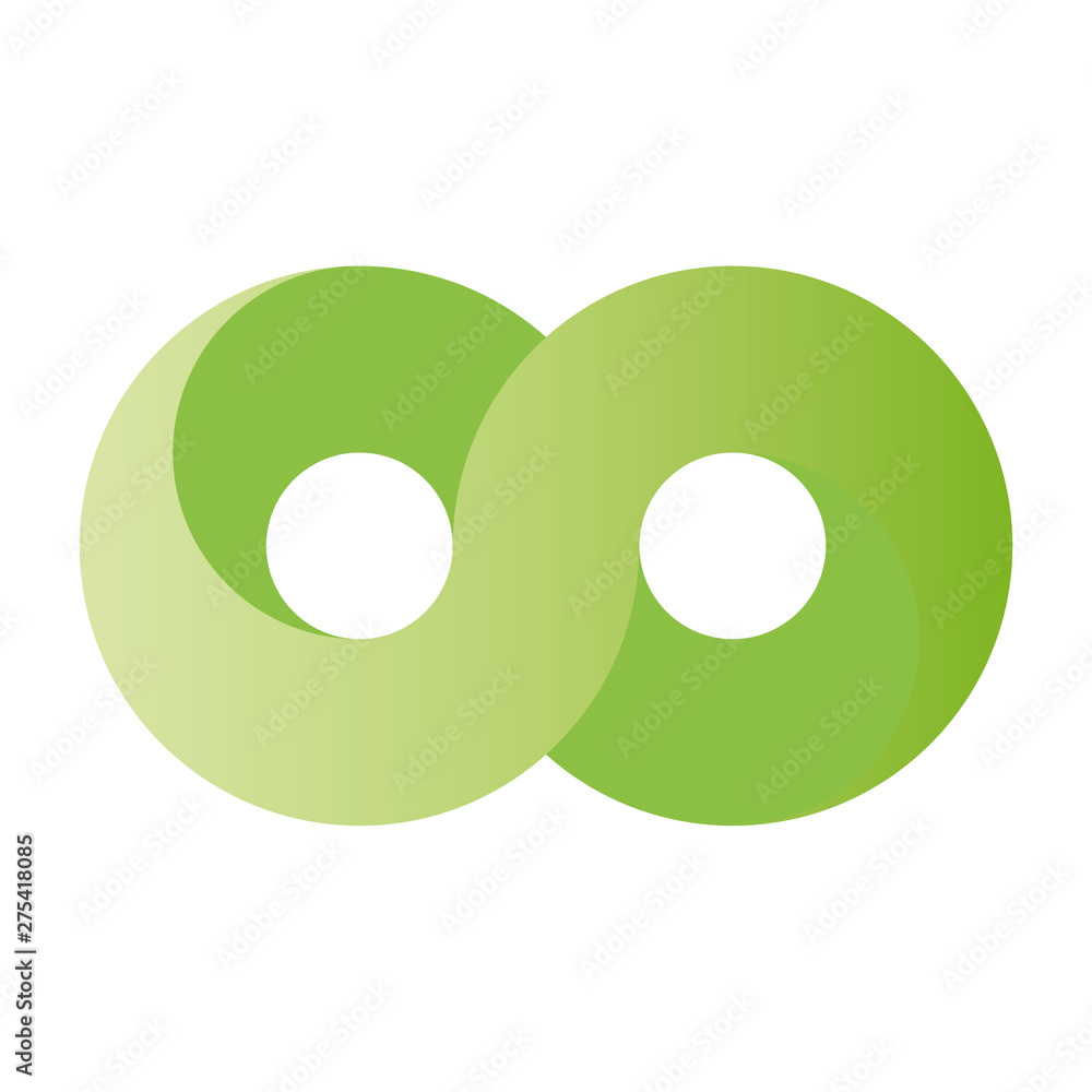 Green infinity symbol icon. 3D-like gradient design effect. Vector ...