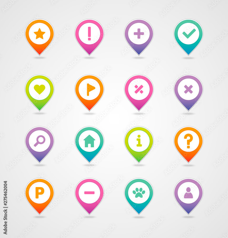 Pin map icon set. Map pointer. Map markers Stock Vector | Adobe Stock