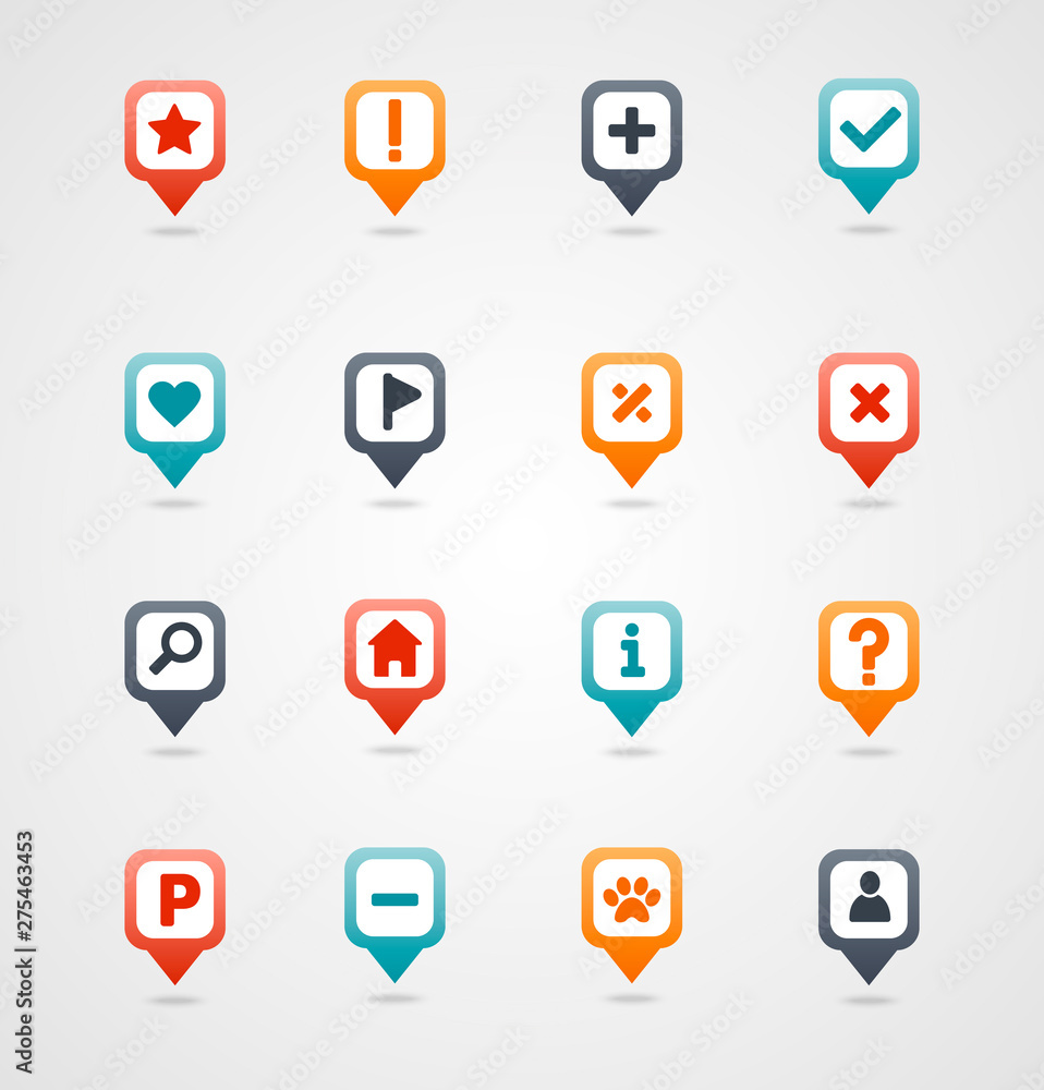 Pin map icon set. Map pointer. Map markers Stock Vector | Adobe Stock