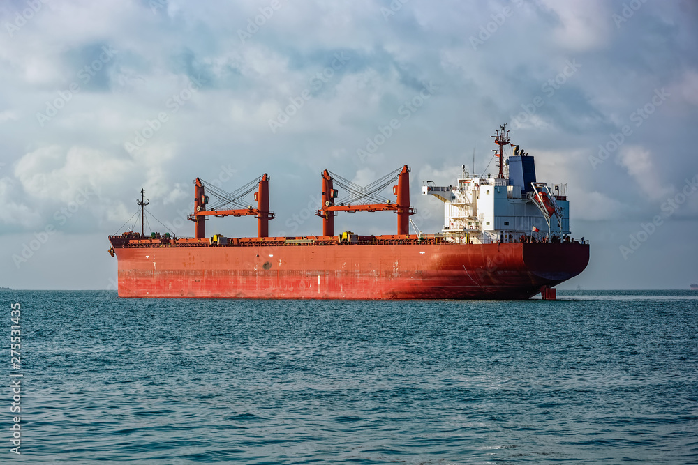 Bulk carrier vessel is awaiting loading of bauxite ore at outer ...