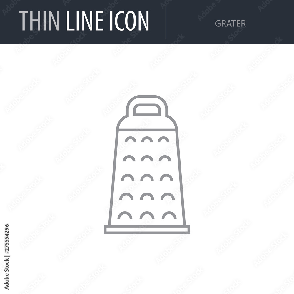 Symbol of Grater. Thin line Icon of Set of Kitchen. Stroke Pictogram ...