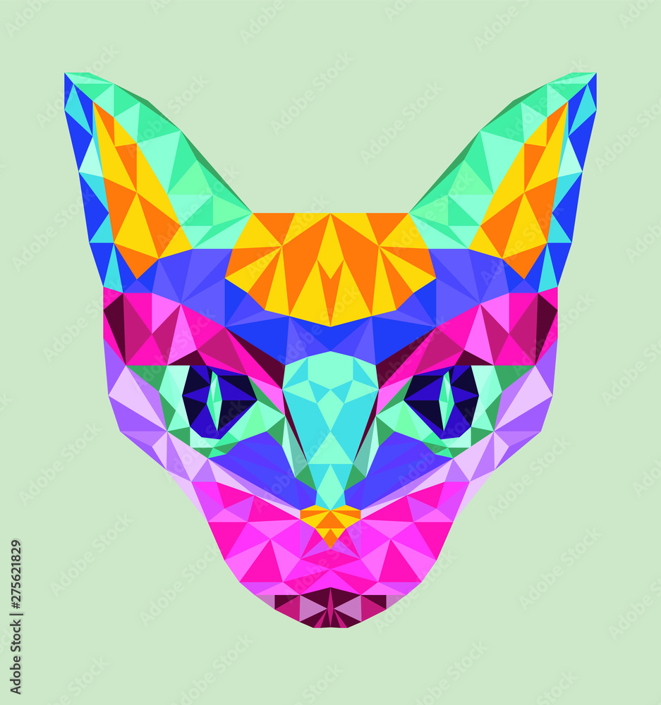 New neon retrowave vaporwave synthwave cat, colorful 80s - 90s low poly ...