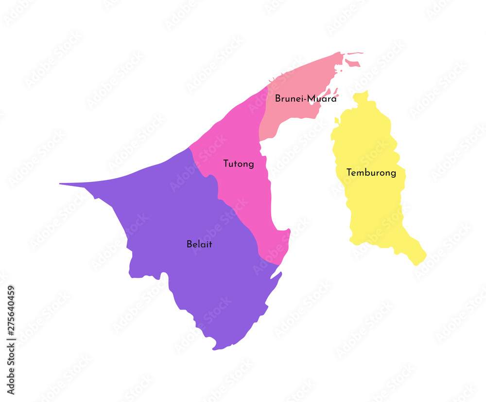 Vector isolated illustration of simplified administrative map of Brunei ...