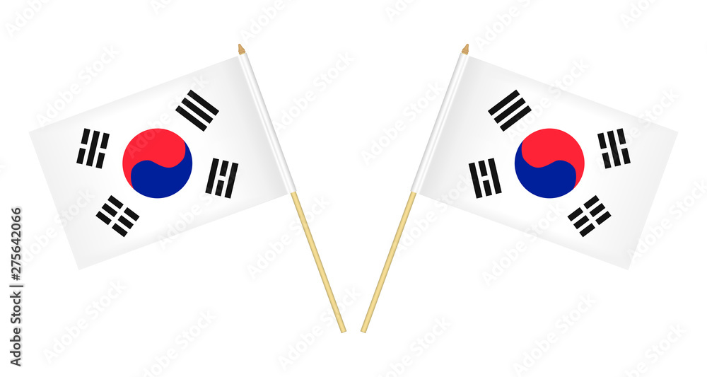 Two South Korean flags isolated on white background, vector ...