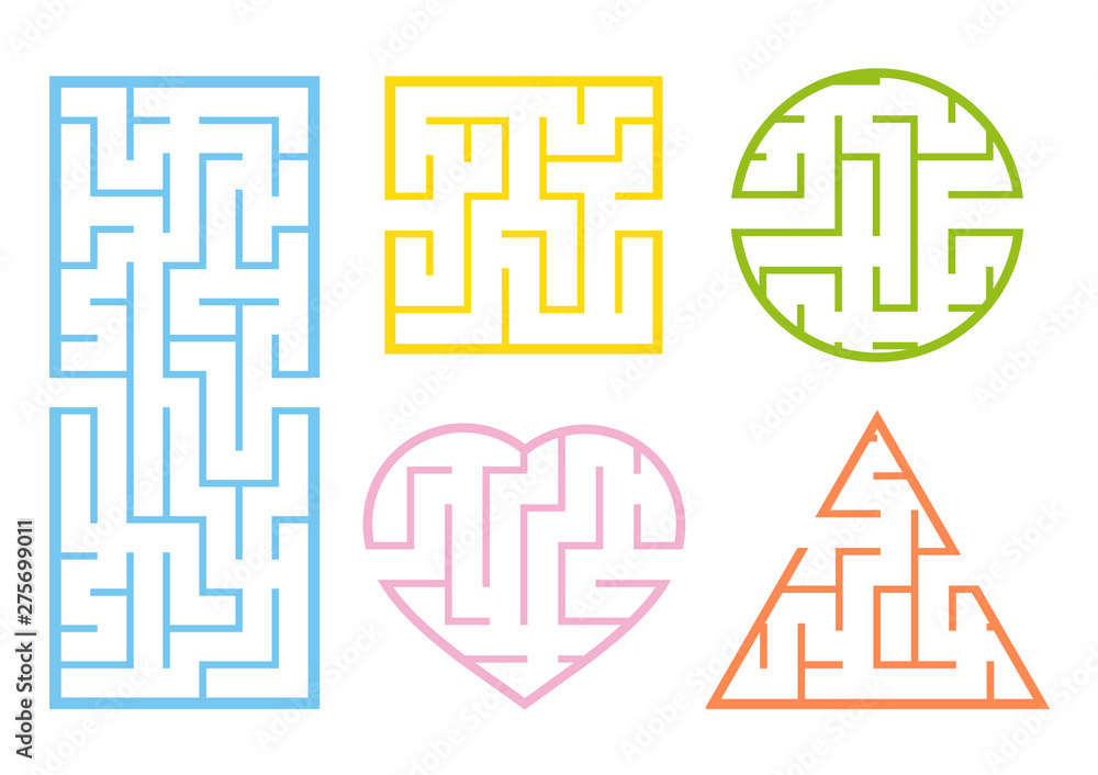 Vetor A set of mazes. Game for kids. Puzzle for children. Labirinth ...