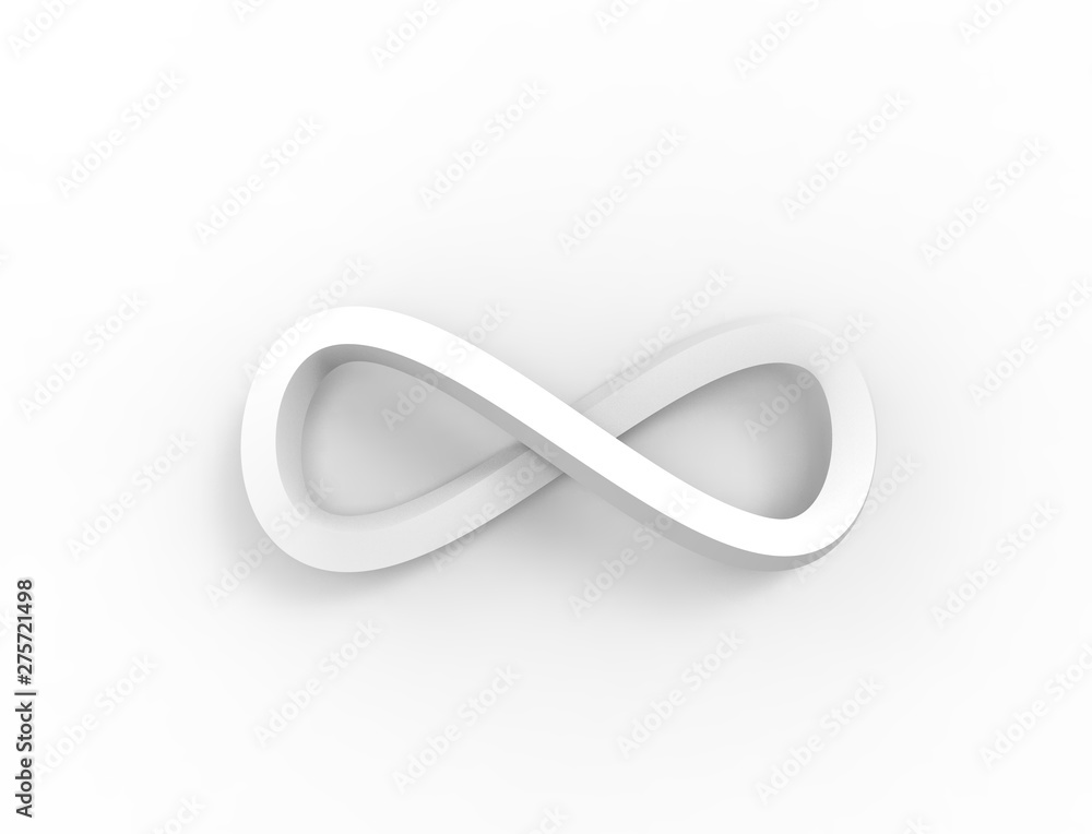 3d rendering of an infinity loop shape object isolated in white ...