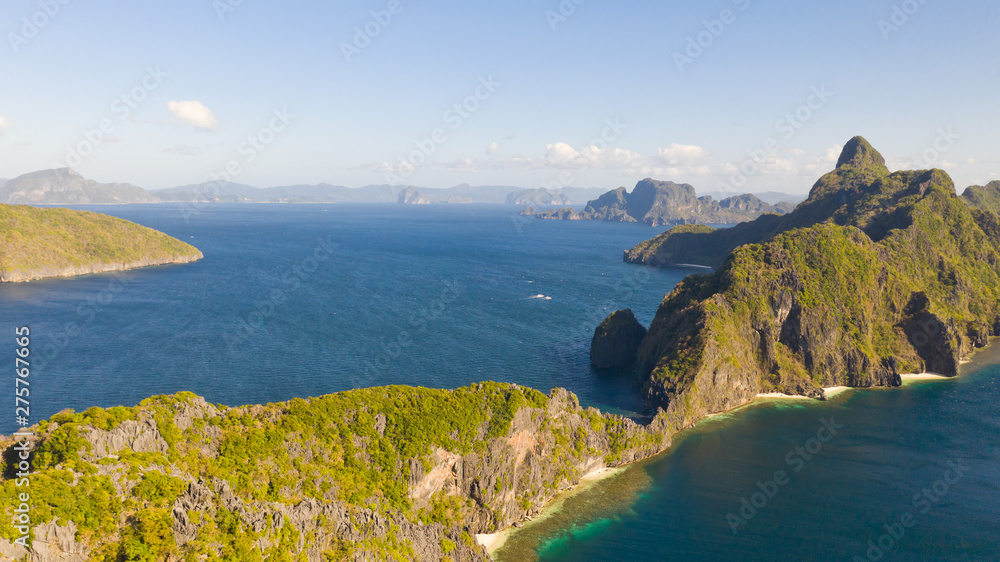 Seascape with tropical islands. El Nido Palawan National Park ...