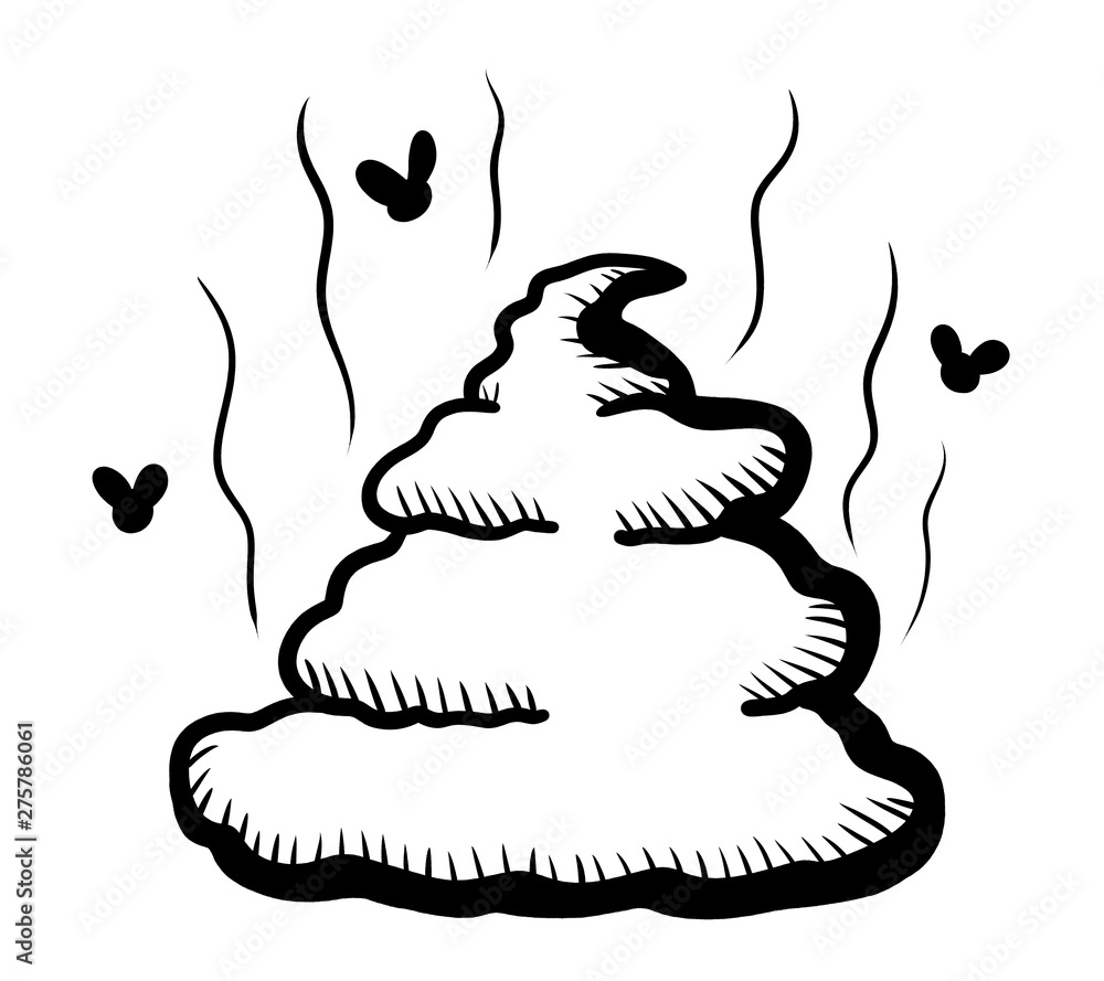 Black and White Stylized Poop Doodle Stock Illustration | Adobe Stock