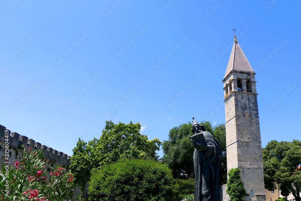 Historical bell tower and statue of bishop Grgur Ninski, landmarks in ...