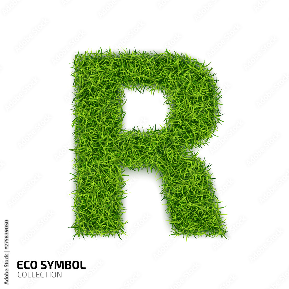 Letter of grass alphabet. Grass letter R isolated on white background ...