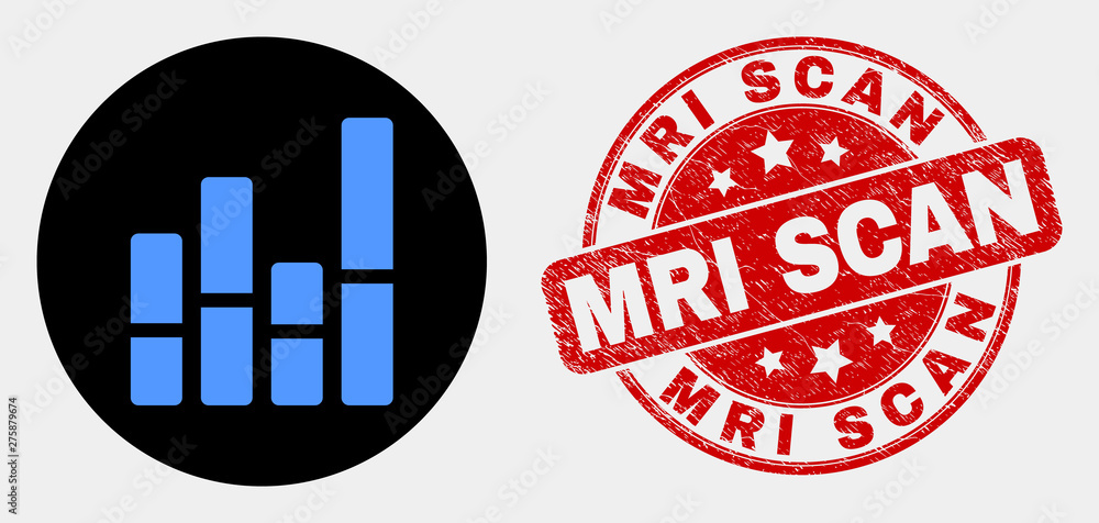 Vector de Stock Rounded bar chart pictogram and MRI Scan seal stamp ...