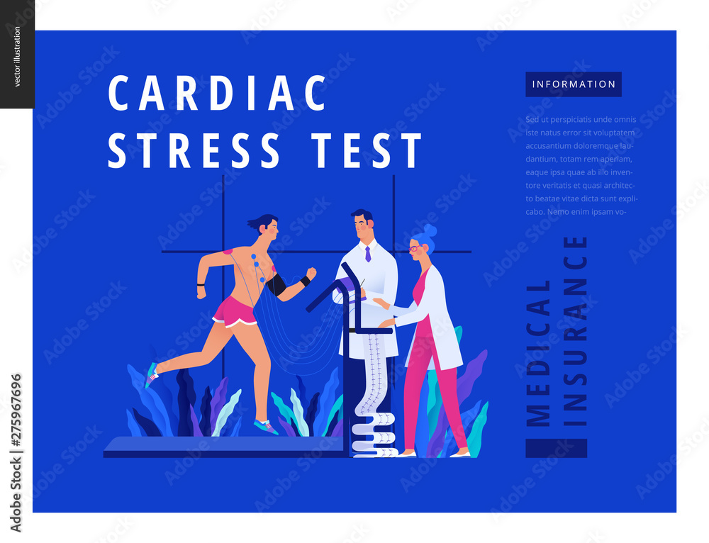 Medical tests Blue template - cardiac stress test -modern flat vector ...