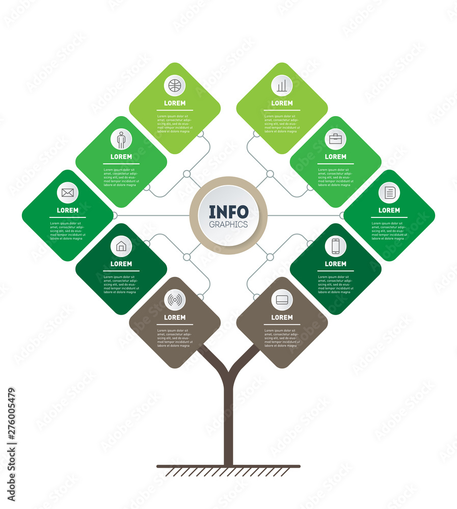Vector infographic of technology or education process with 10 points ...