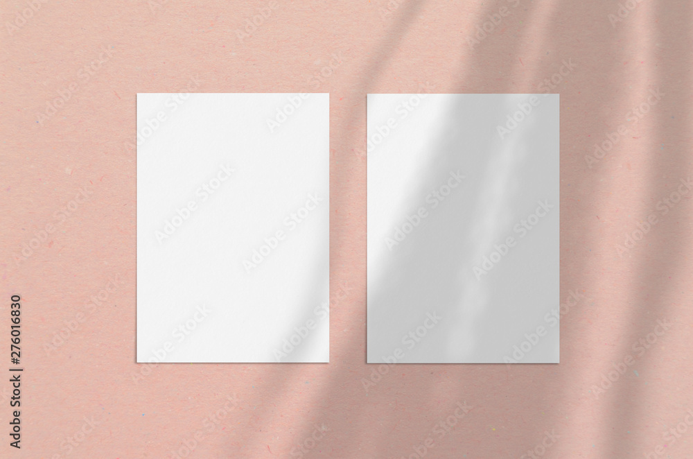 Blank white vertical paper sheet 5x7 inches with shadow overlay. Modern ...