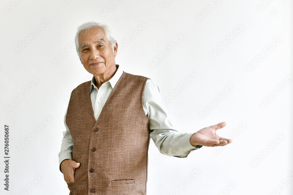 Asian senior old man, Confident and smiling elderly people with hand ...