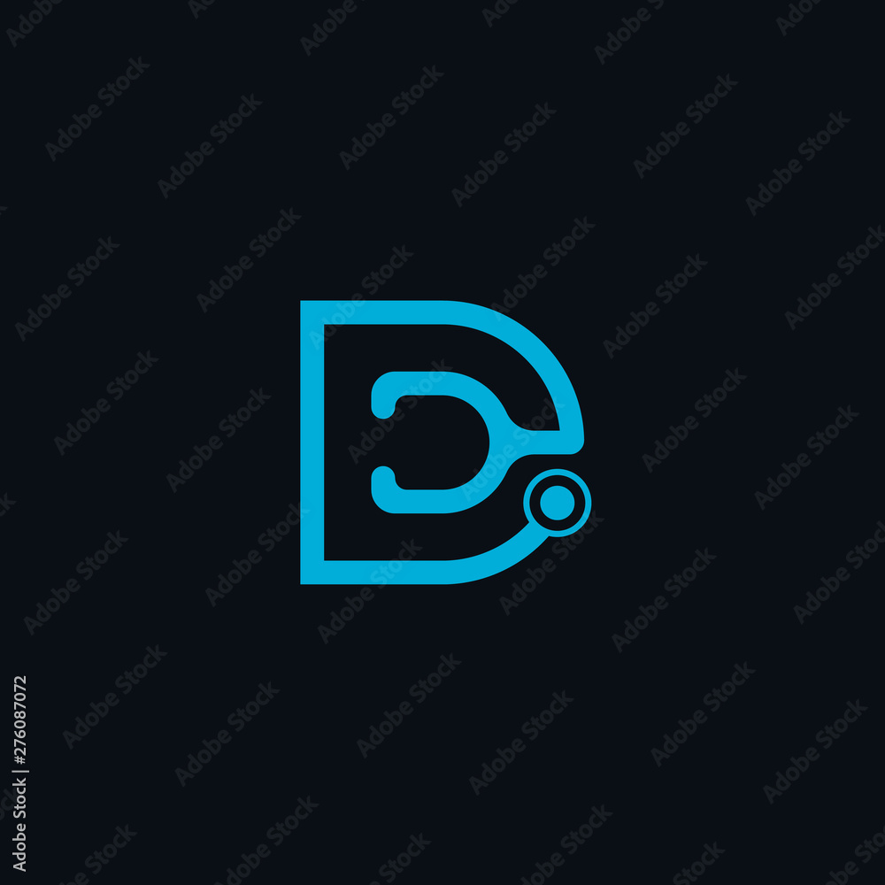 D stethoscope logo flat monogram Stock Vector | Adobe Stock
