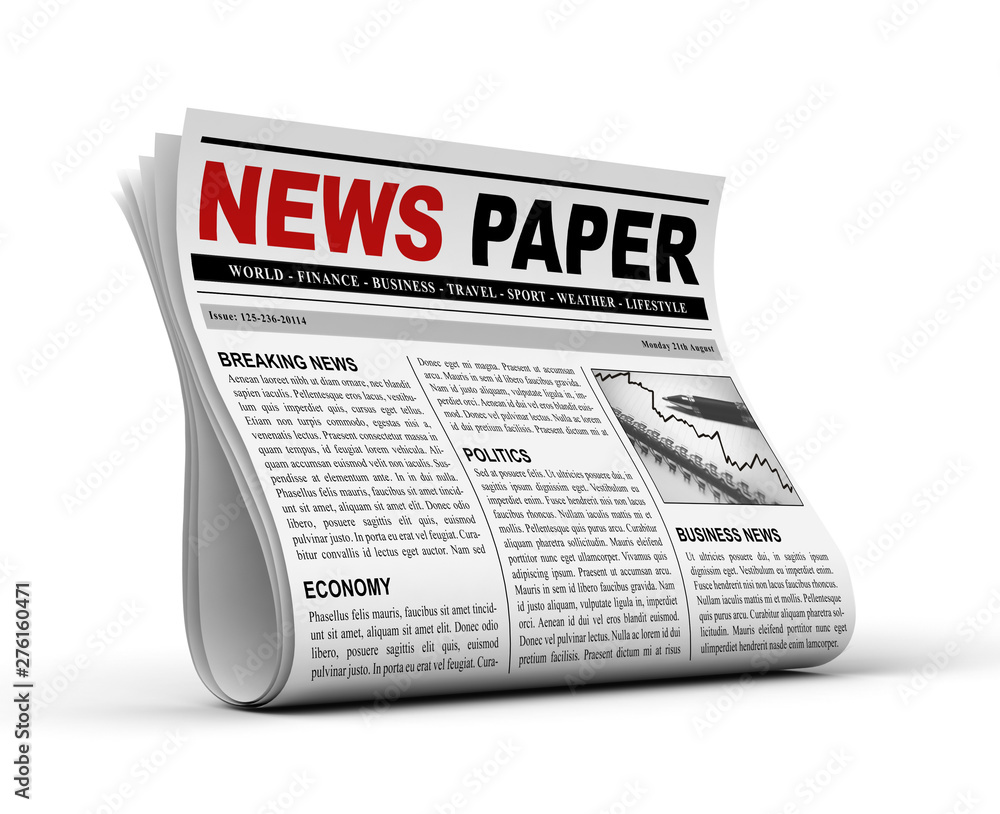 newspaper concept 3d illustration Stock Illustration | Adobe Stock