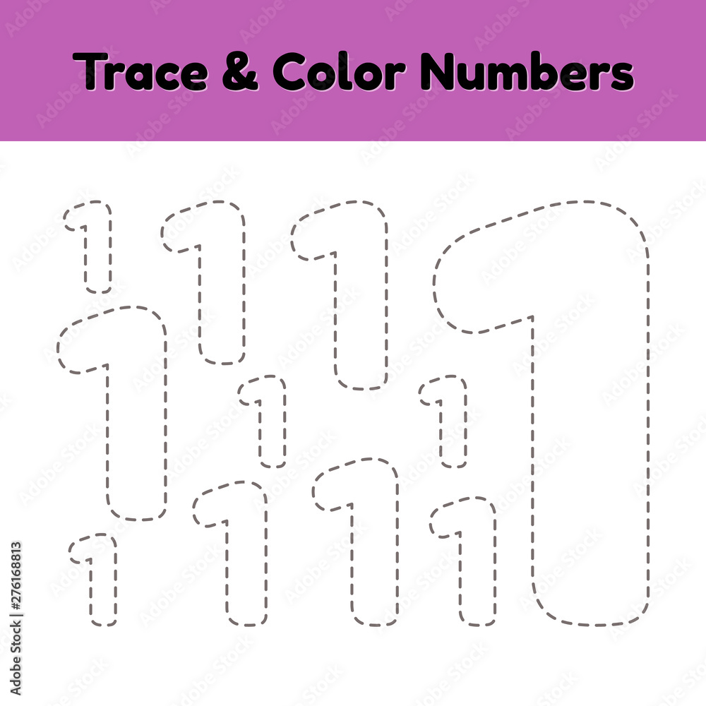 Trace line number for kindergarten and preshool kids. Write and color a ...