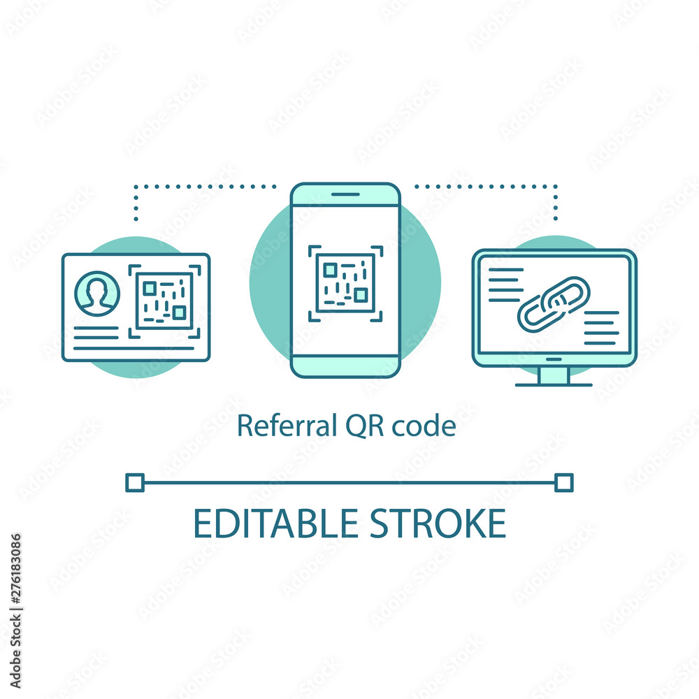 Vector de Stock Referral QR code concept icon. Friend invitation link ...