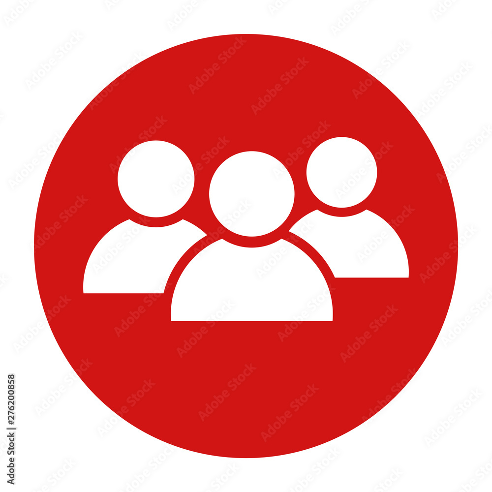 Group icon flat red round button vector illustration Stock Vector ...