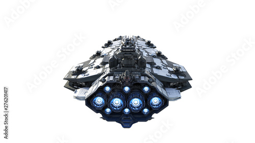 Alien spaceship flying, UFO spacecraft in flight isolated on white ...