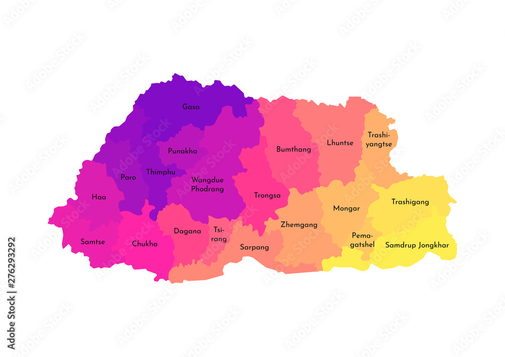 Vector isolated illustration of simplified administrative map of Bhutan ...