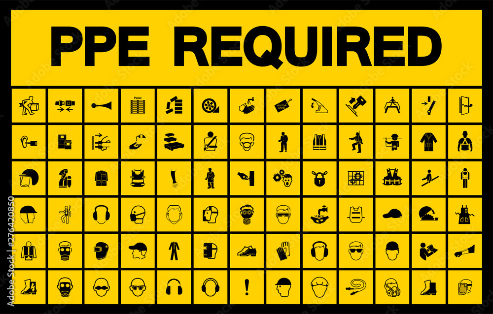 Required Personal Protective Equipment (PPE) Symbol,Safety Icon Isolate ...