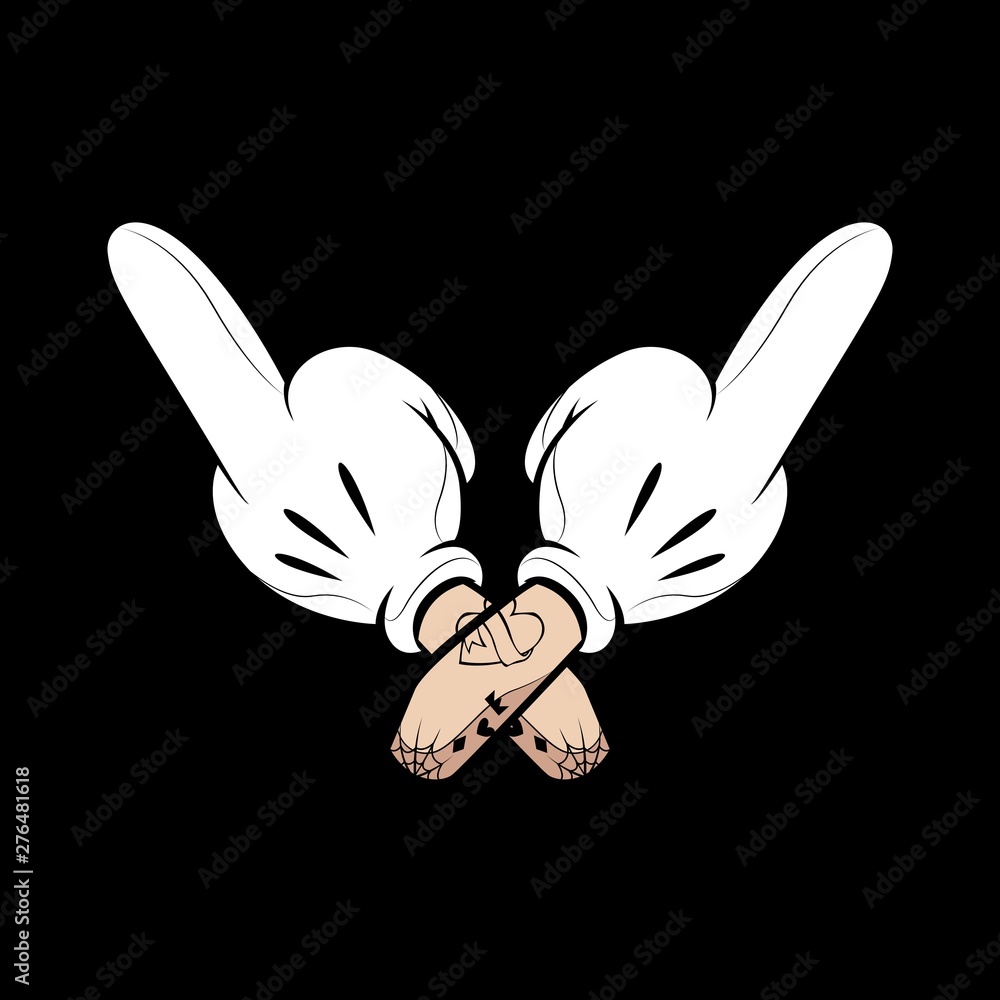 cartoon Hand, middle finger.symbol. Vintage sketch Stock Vector | Adobe ...