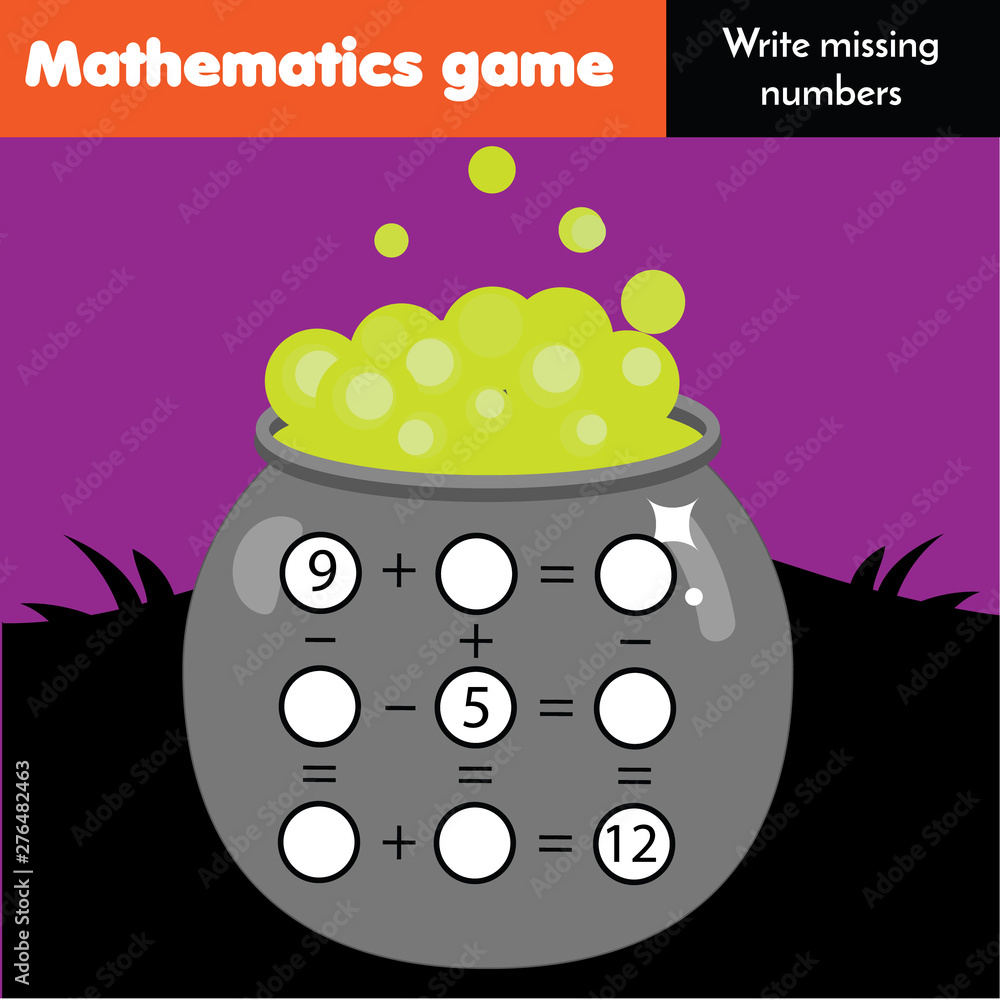 Educational game for children. Complete equations. Study Subtraction ...