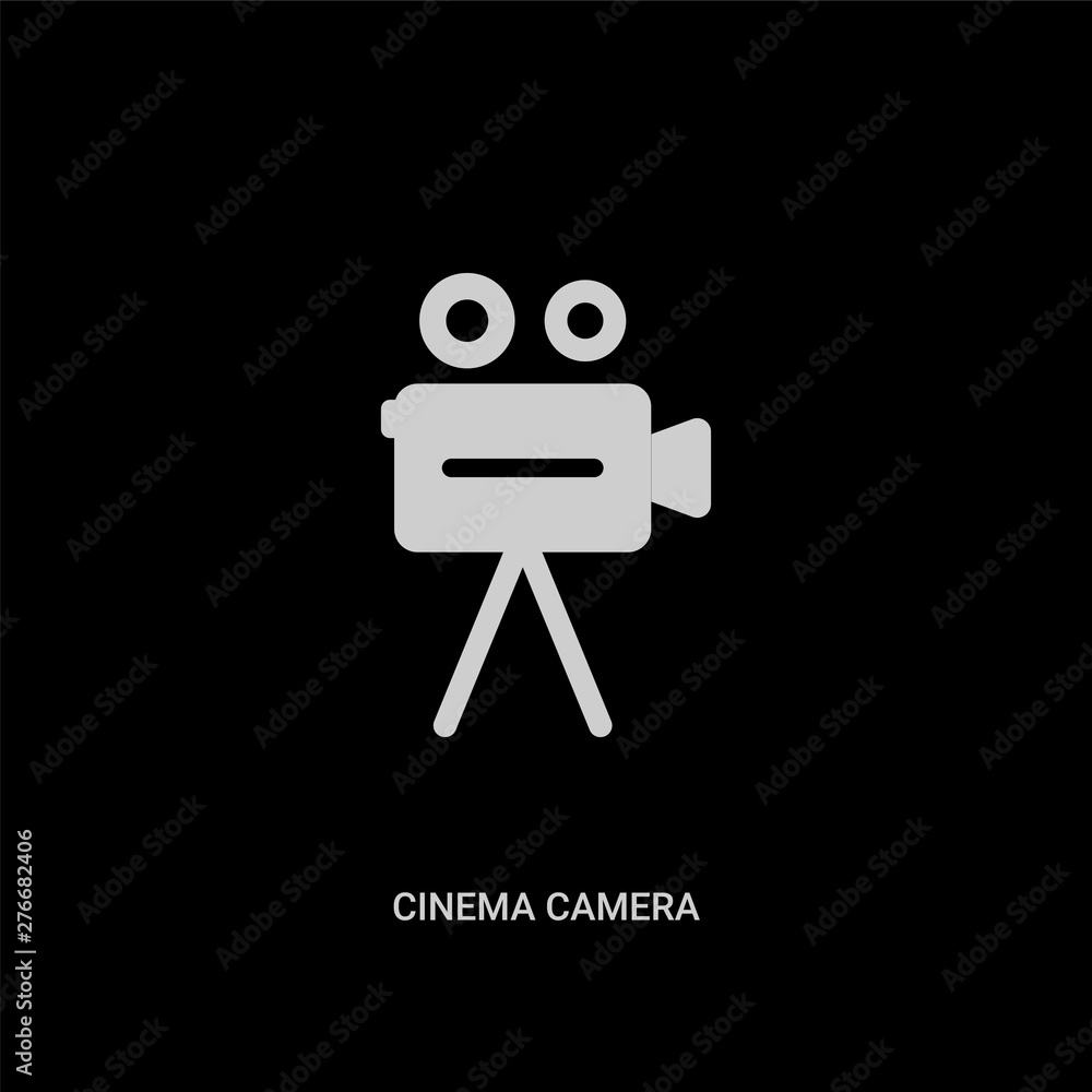 white cinema camera vector icon on black background. modern flat cinema ...
