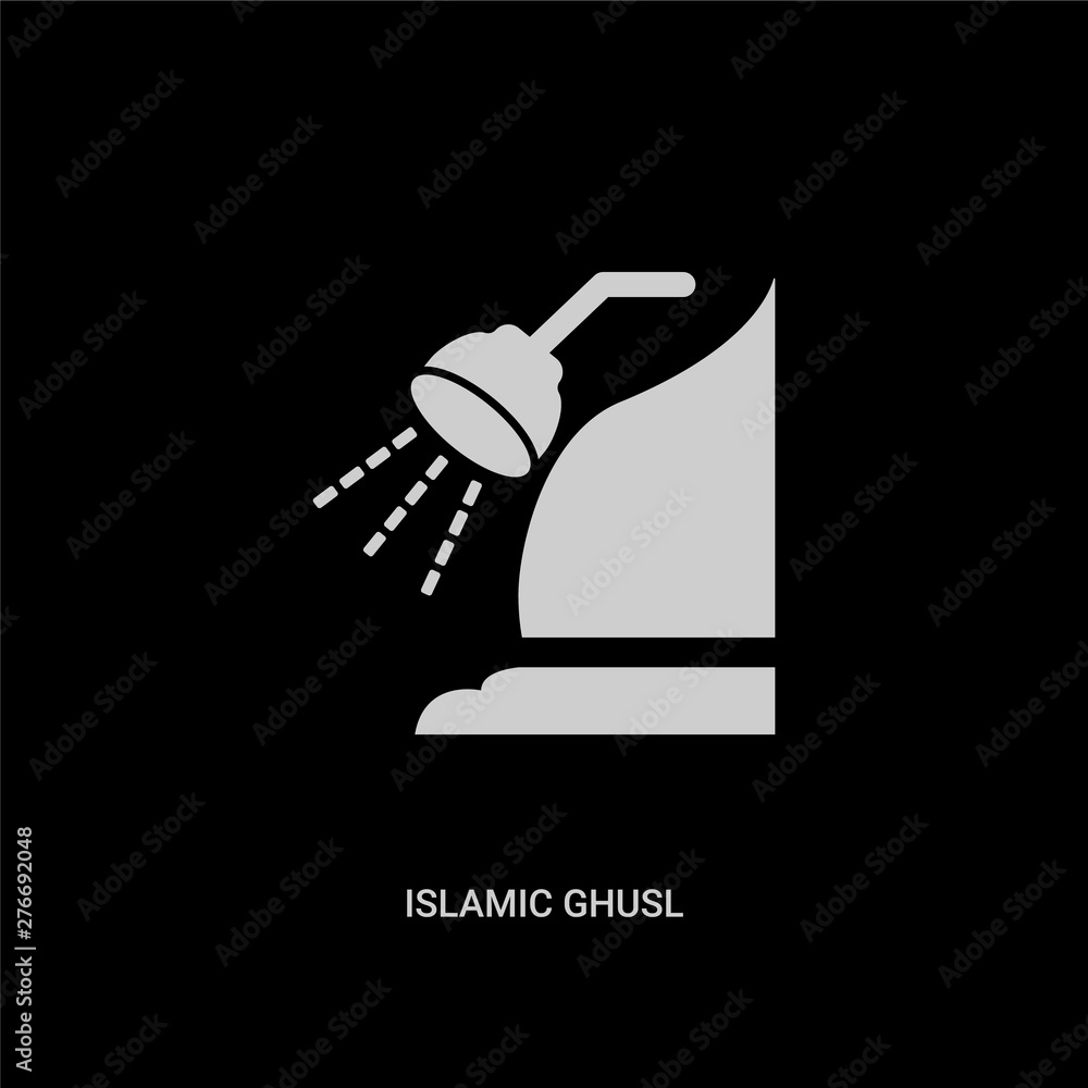white islamic ghusl vector icon on black background. modern flat ...