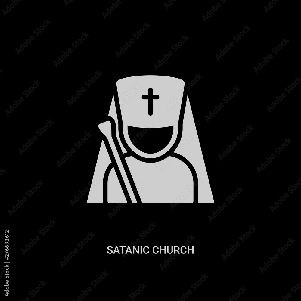 white satanic church vector icon on black background. modern flat ...