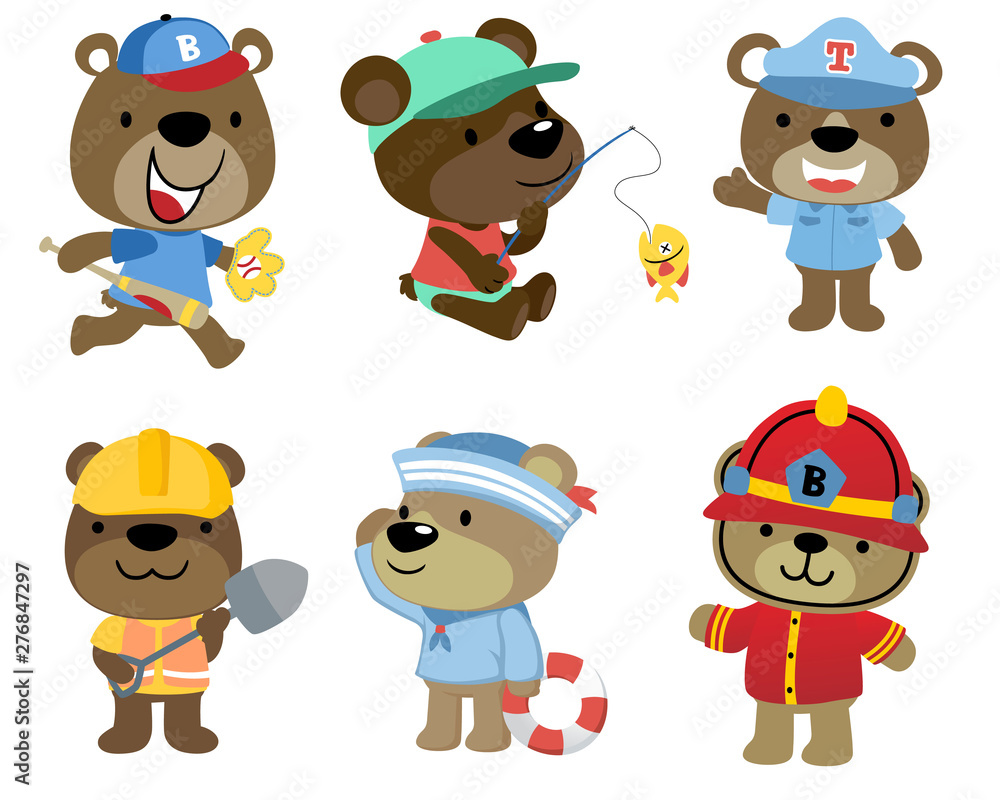 Vector set of little bears cartoon Stock Vector | Adobe Stock