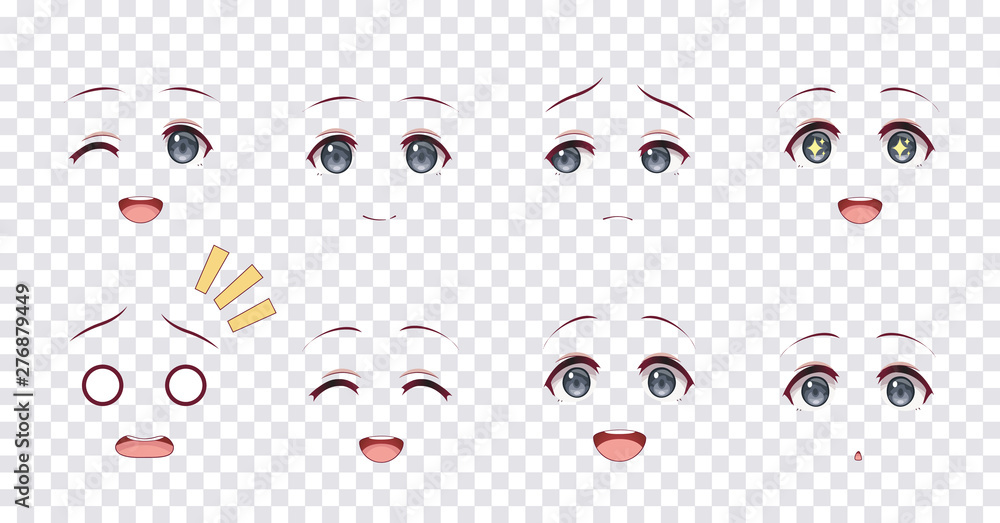 Emotions blue eyes of anime manga girls Stock Vector | Adobe Stock