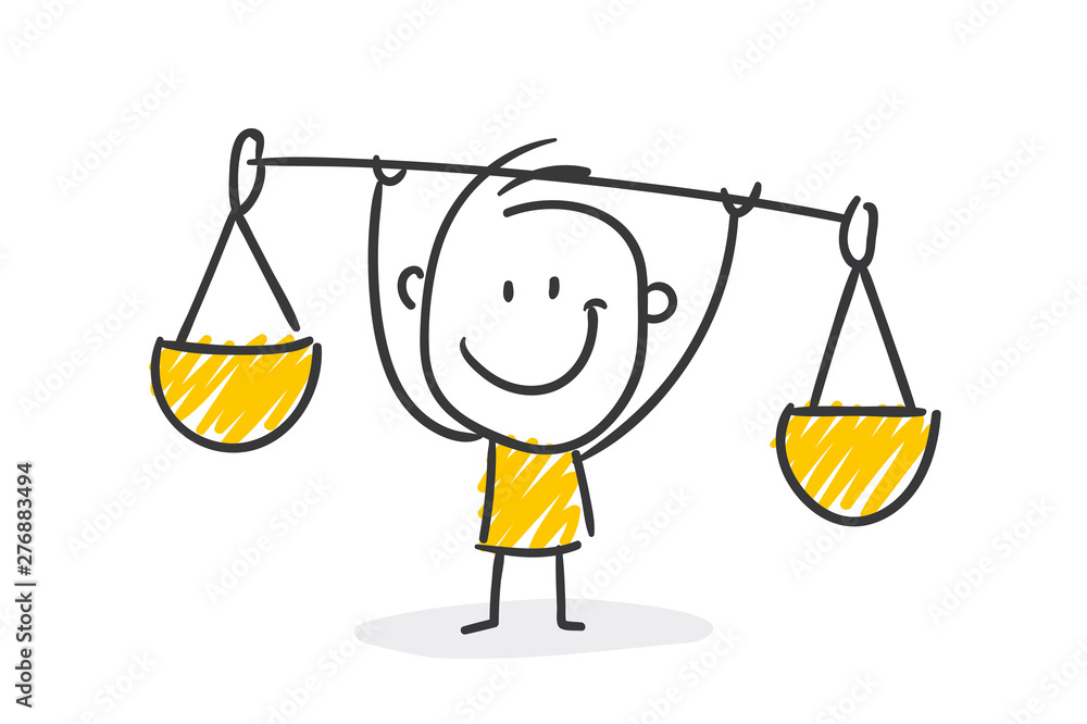 Stock-Vektorgrafik „Strichfiguren / Strichmännchen: Waage, wiegen. (Nr ...