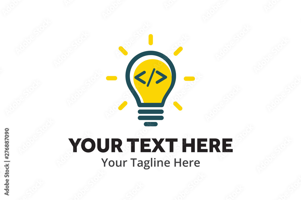 unique web developer simple logo creative design in flat style with ...